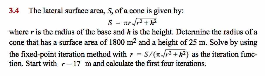 Solved 3.4 The lateral surface area, S, of a cone is given | Chegg.com