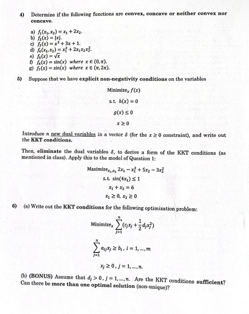 Use the following form of the KKT conditions to | Chegg.com