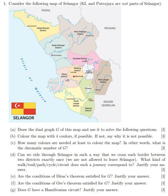 (a) Draw the dual graph G of this map and use it to | Chegg.com