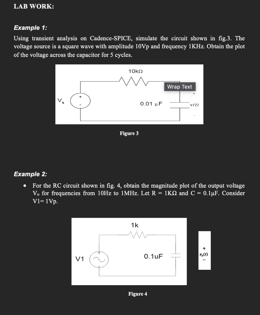 Solved LAB WORK: Example 1: Using transient analysis on | Chegg.com