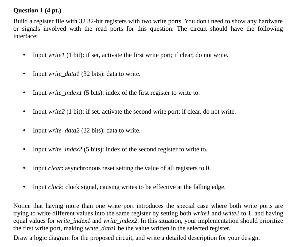 Solved Question 1 (4 pt.) Build a register file with 32 | Chegg.com