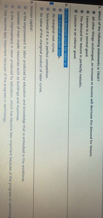 Solved Which of the following statements is TRUE? All other | Chegg.com