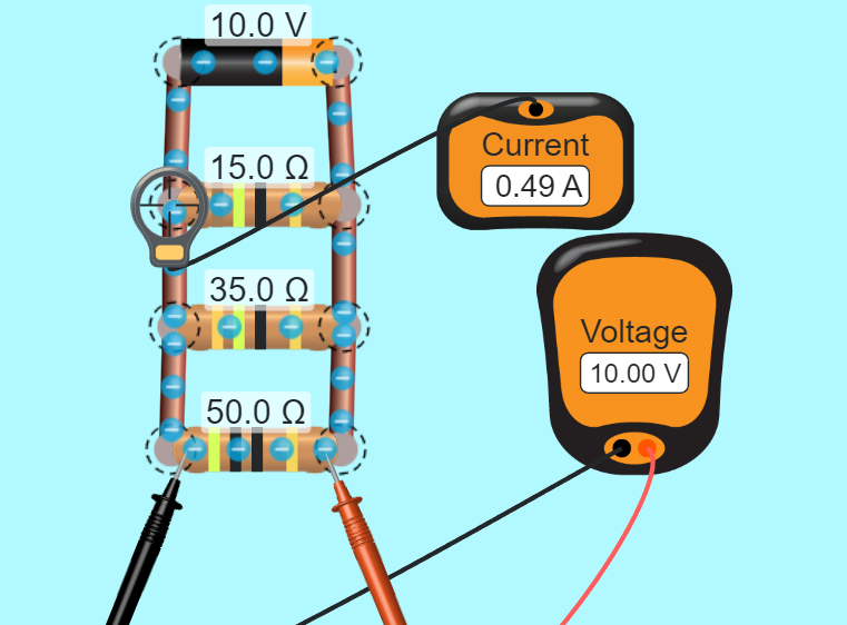 In the simulation, using the Voltmeter, measure | Chegg.com