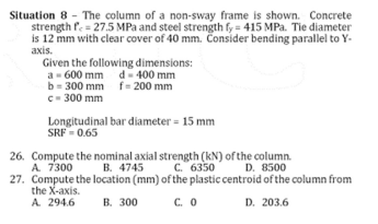 Situation 8 - The column of a non-sway frame is | Chegg.com