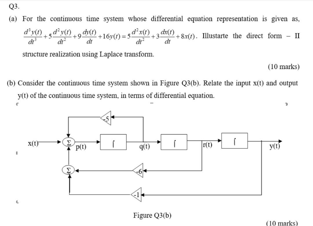 Solved (a) For the continuous time system whose differential | Chegg.com