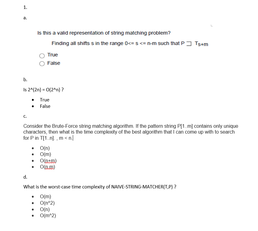 Solved 1. Is this a valid representation of string matching | Chegg.com