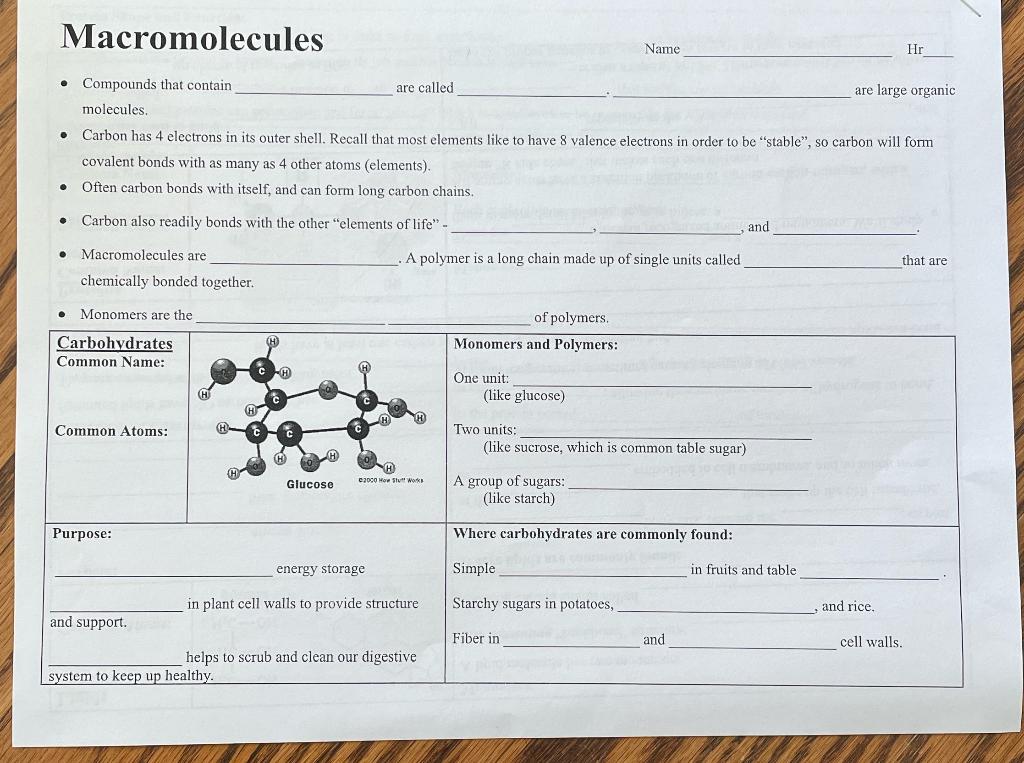 Solved Macromolecules Name Hr - Compounds that contain are | Chegg.com