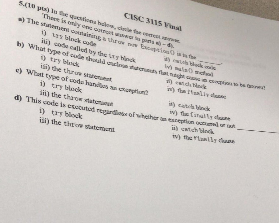 Solved CISC 3115 Final 5.(10 pts) In the questions below, | Chegg.com