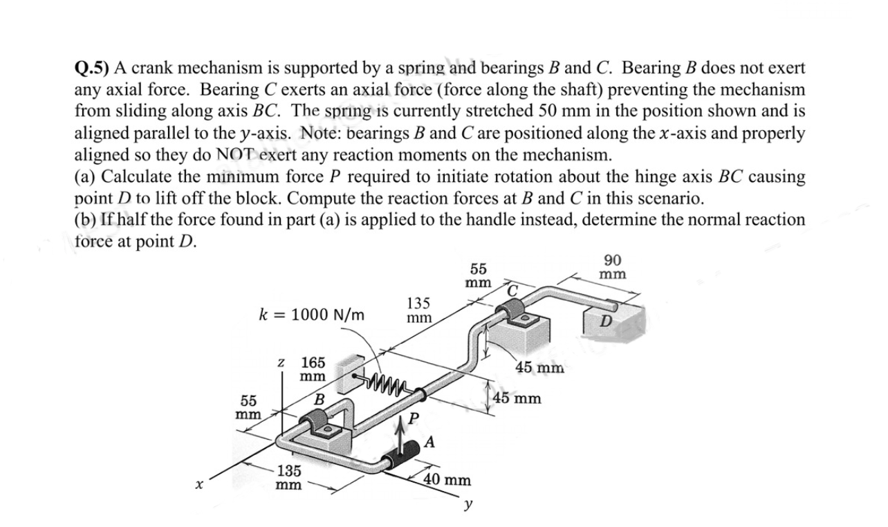 Solved Q.5) A crank mechanism is supported by a spring and | Chegg.com