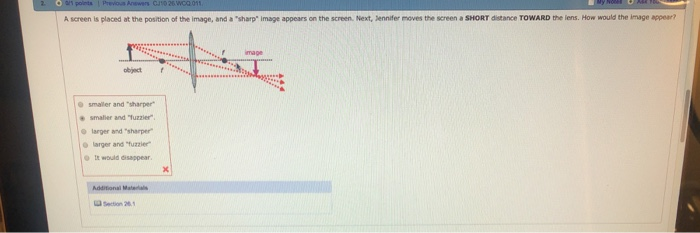 Solved A screen is placed at the position of the image, and | Chegg.com