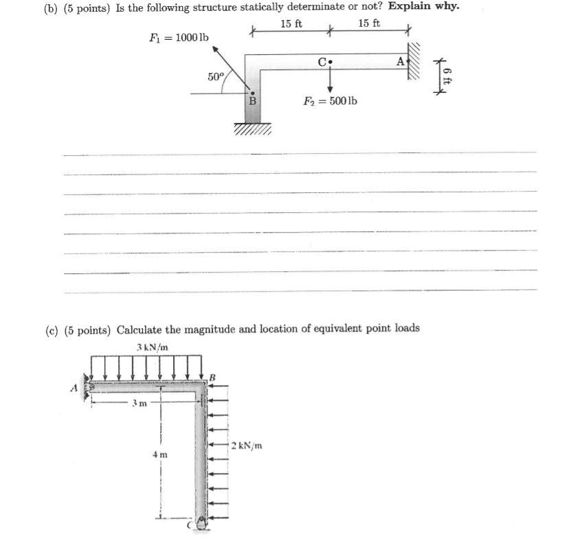 Solved (b) (5 points) is the following structure statically | Chegg.com