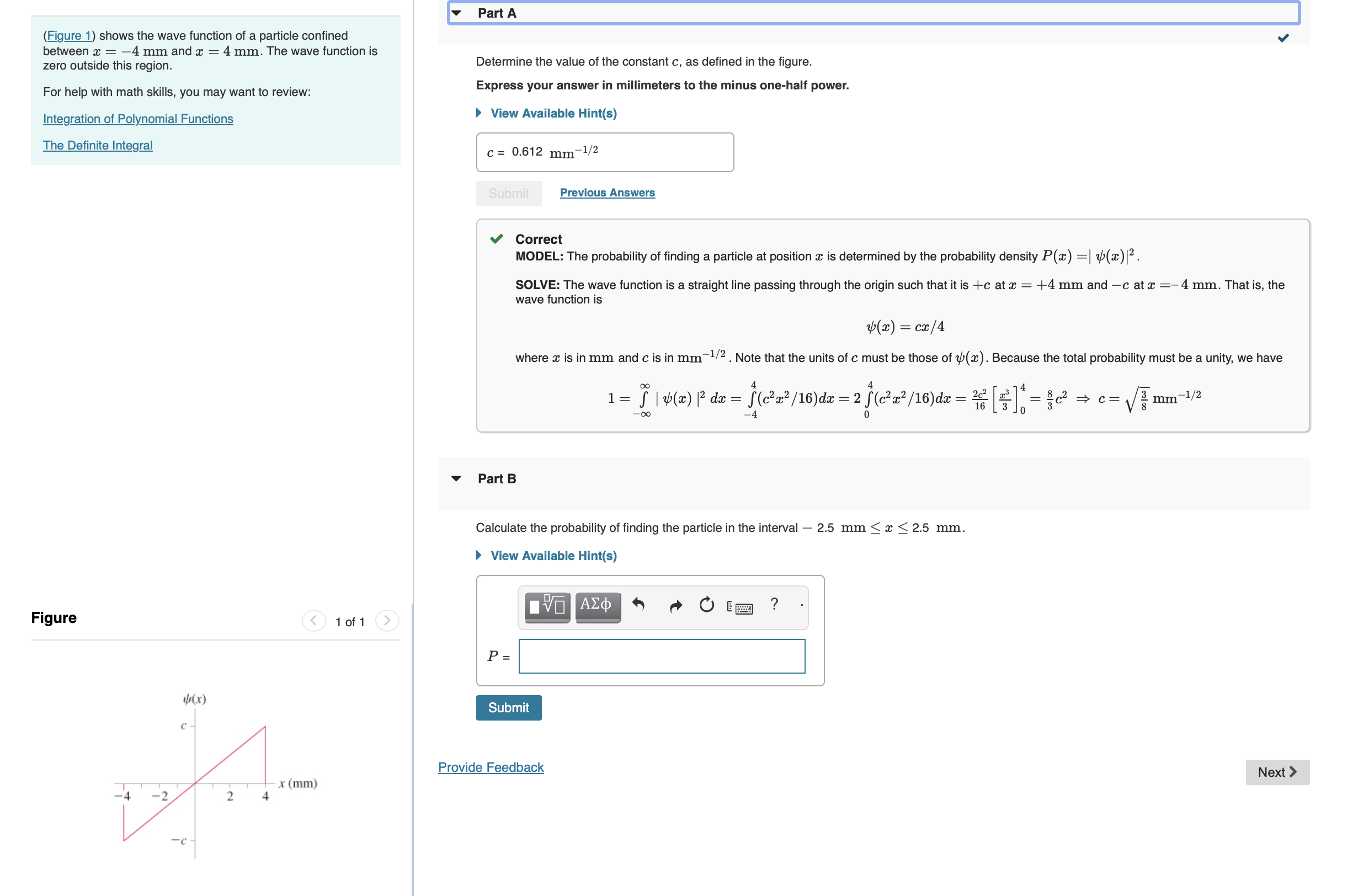 Solved Figure 1 Shows The Wave Function Of A Particle 