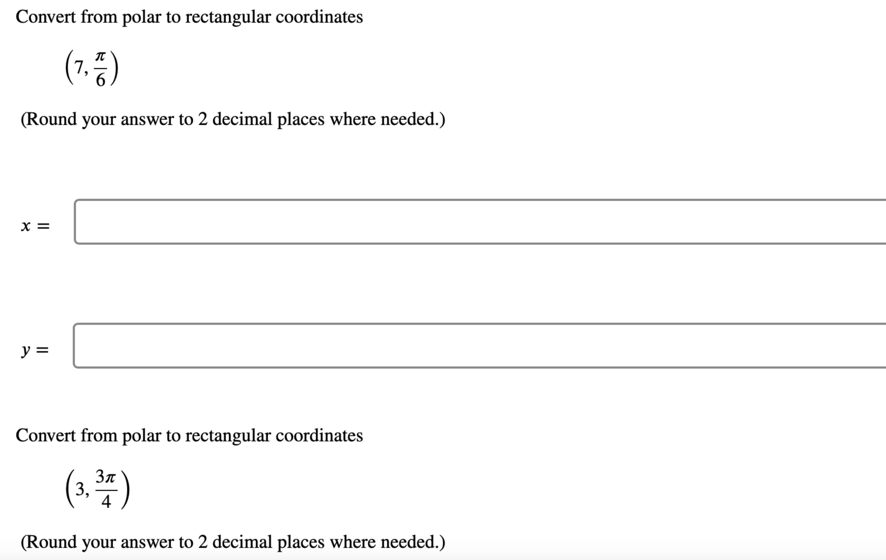 Solved Convert from polar to rectangular | Chegg.com