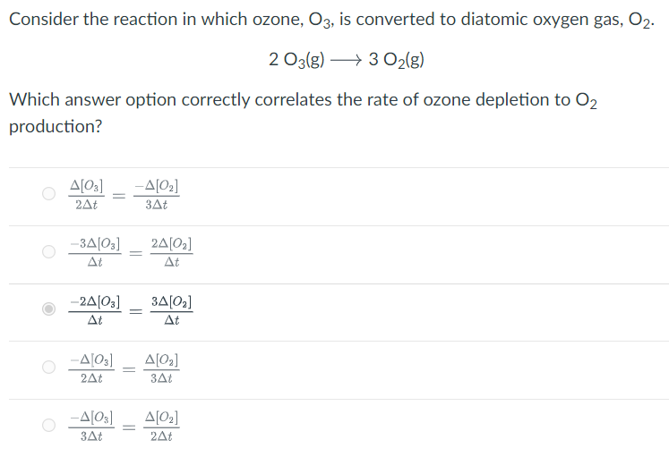 Solved Consider the reaction in which ozone, O3, is | Chegg.com