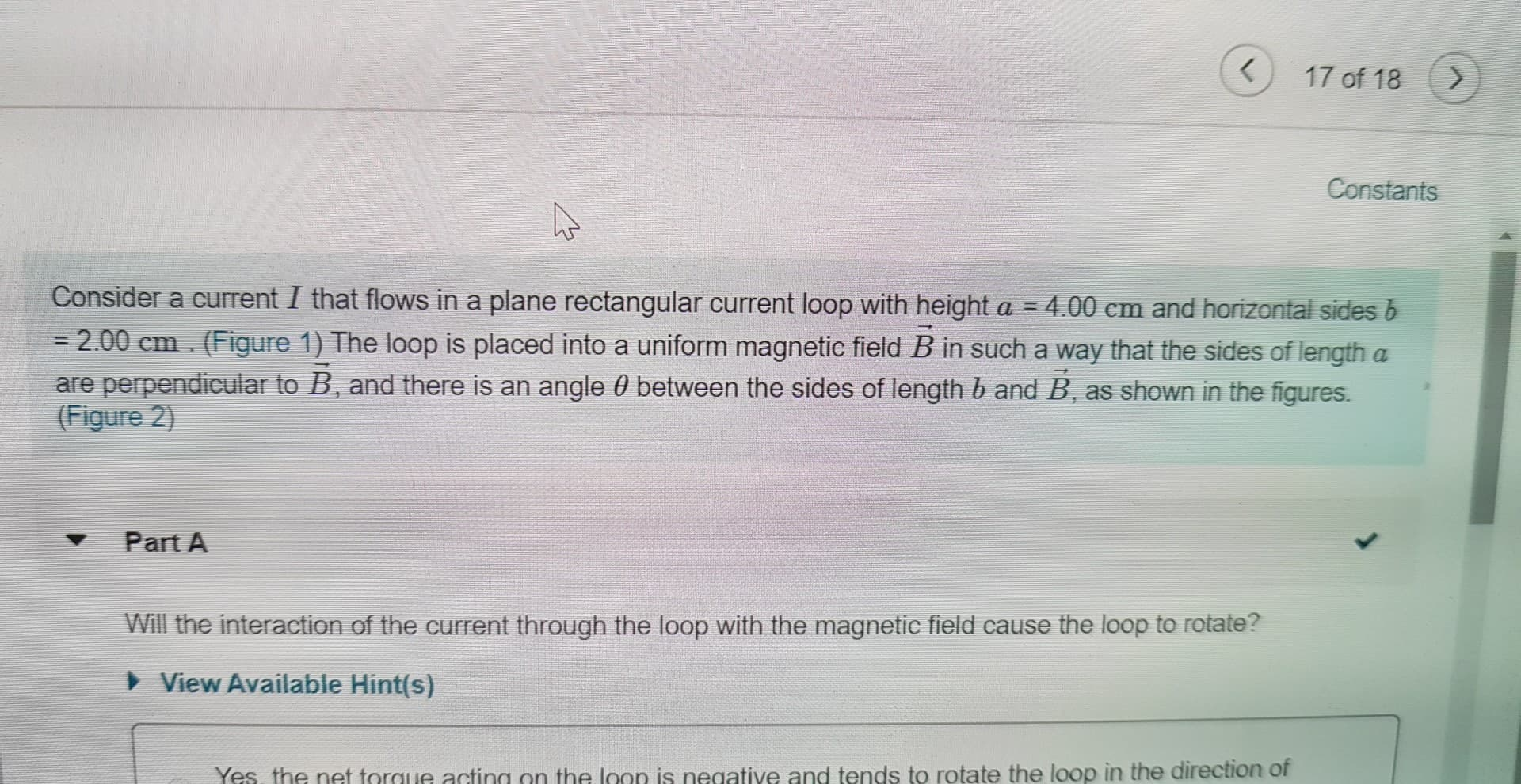 Solved ③ 17 of 18 Constants Consider a current I that flows | Chegg.com