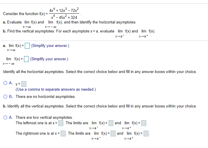 Solved 4x4 + 12x3 - 72x? Consider the function f(x) = x4 - | Chegg.com