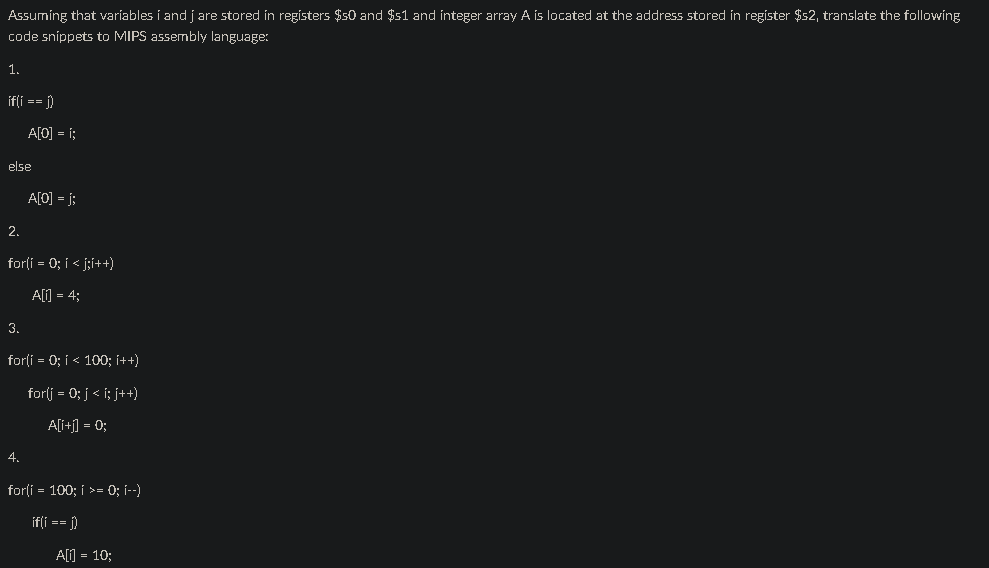 Solved Assuming that variables i and j are stored in | Chegg.com