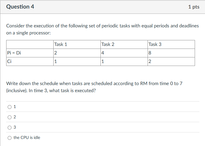 Solved Question 4Consider the execution of the following set | Chegg.com