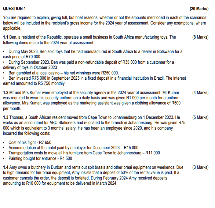 Solved QUESTION 1(20 ﻿Marks)You are required to explain, | Chegg.com