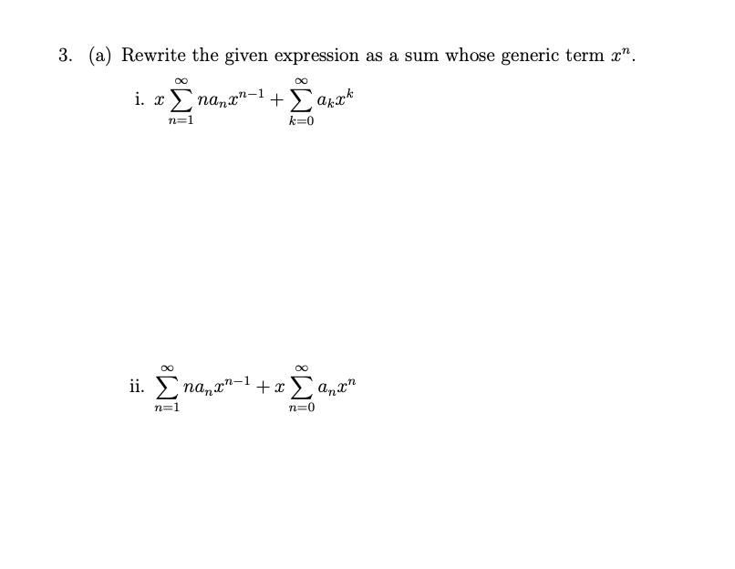 Solved 3. (a) Rewrite the given expression as a sum whose | Chegg.com