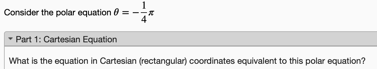 Consider the polar equation θ=-14πWhat is the | Chegg.com