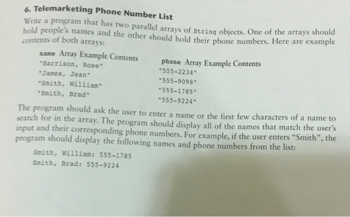 Solved 6. Telemarketing Phone Number List Write a program | Chegg.com