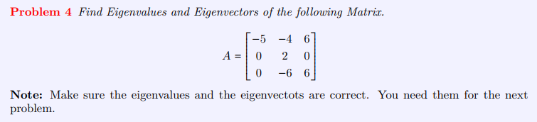 Solved Problem 4 Find Eigenvalues and Eigenvectors of the | Chegg.com