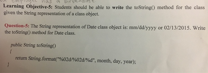 Solved Students should be able to write the toString() | Chegg.com