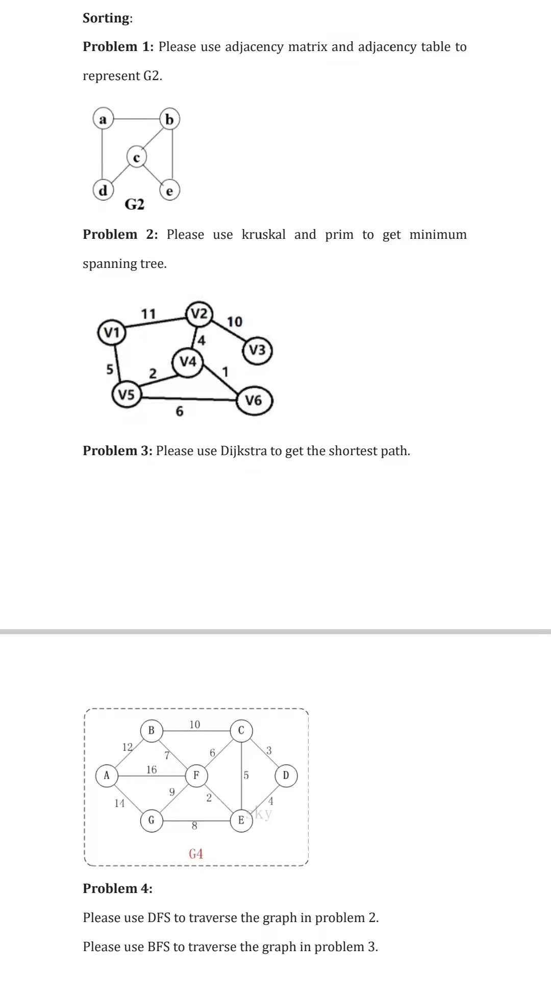 Solved Sorting: Problem 1: Please use adjacency matrix and | Chegg.com