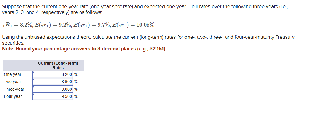 Solved Suppose that the current one-year rate (one-year spot | Chegg.com