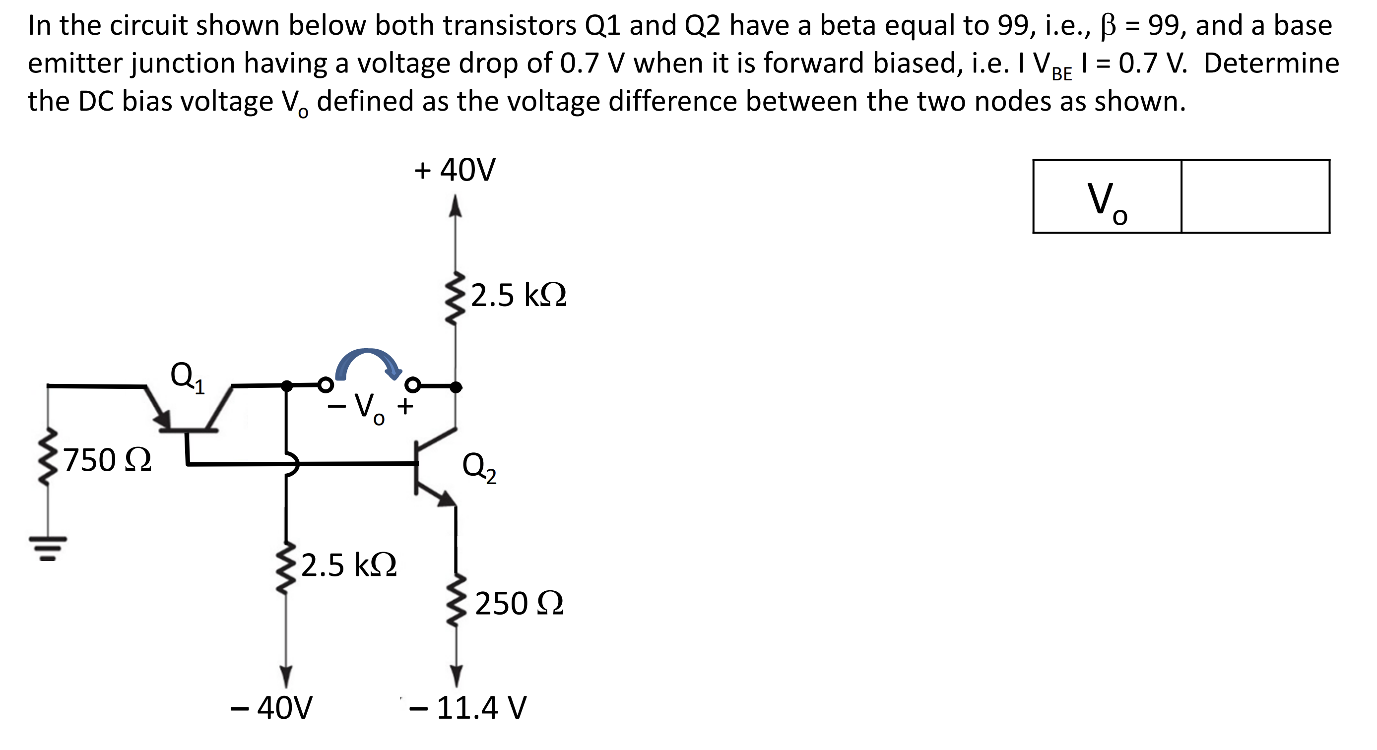 Solved In the circuit shown below both transistors Q1 and Q2 | Chegg.com