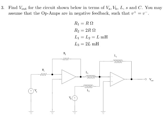 Solved Find Vout for the circuit shown below in terms of Va, | Chegg.com