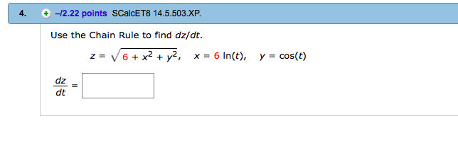 Solved 4. -12.22 points SCalcET8 14.5.503.XP Use the Chain | Chegg.com