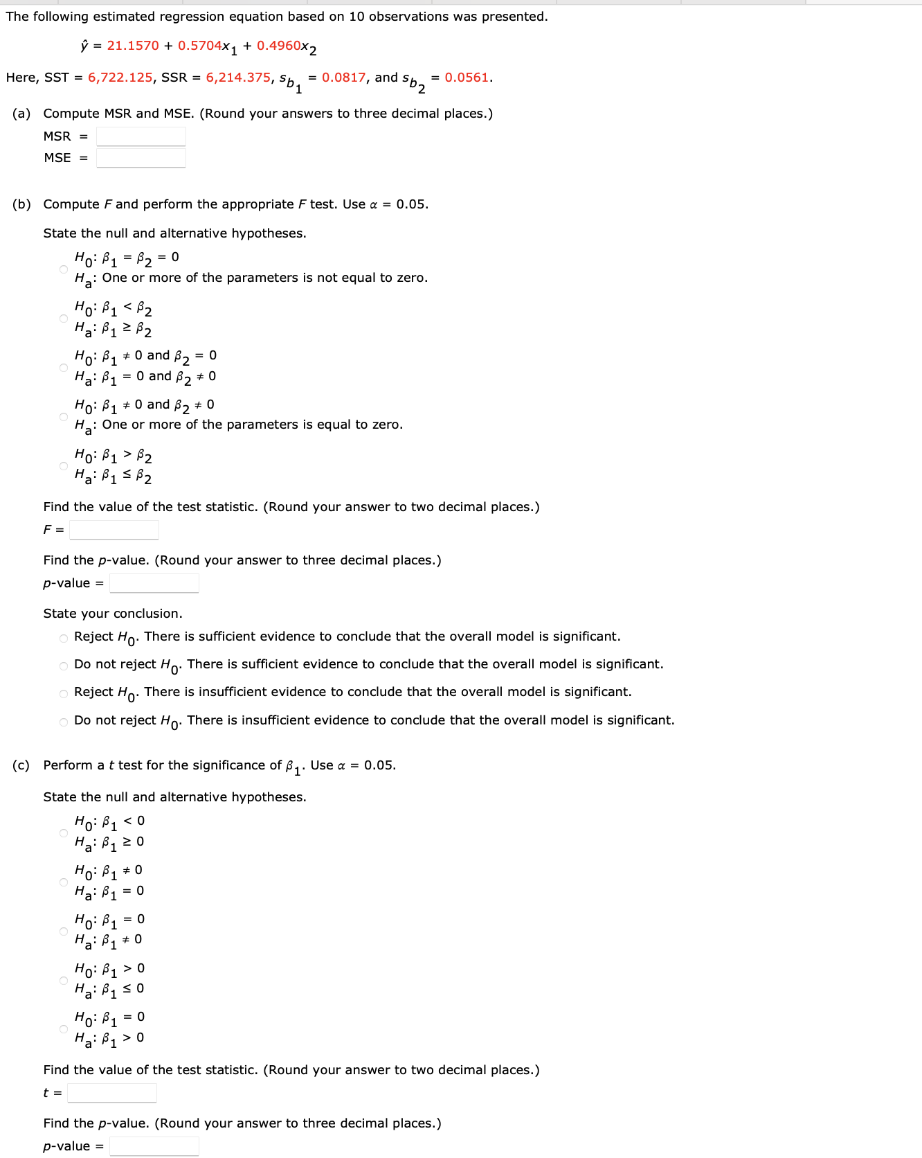Solved The following estimated regression equation based on | Chegg.com