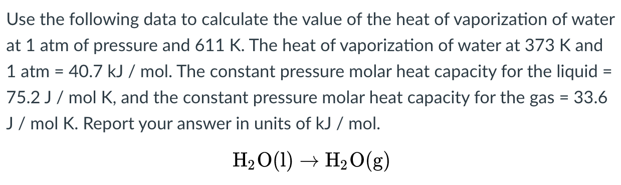 Solved Use the following data to calculate the value of the | Chegg.com