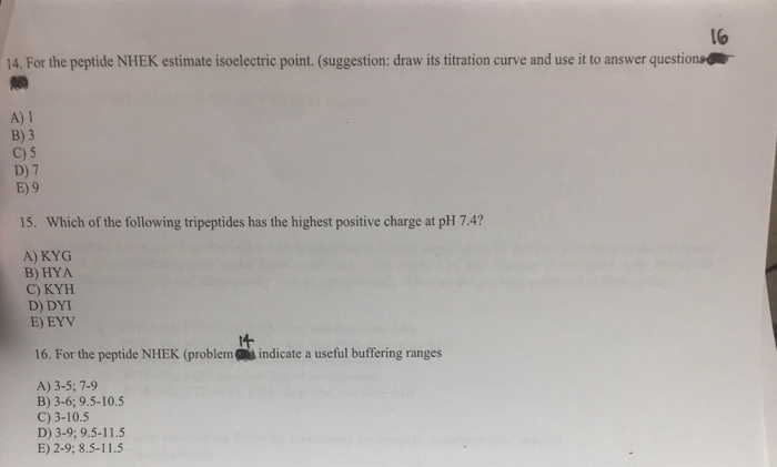 lo 14. For the peptide NHEK estimate isoelectric | Chegg.com