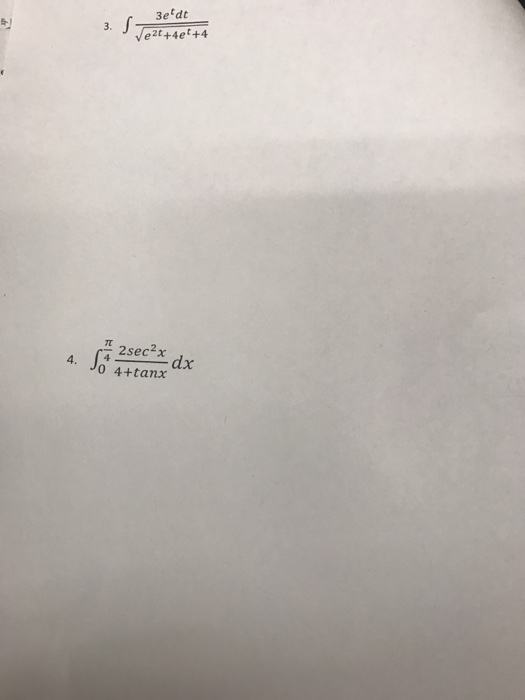 Solved integral 3e^t dt/Squareroot e^2t + 4e^t + 4 | Chegg.com