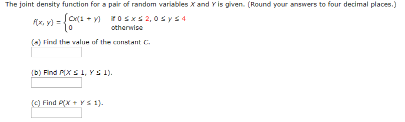 Solved The joint density function for a pair of random | Chegg.com