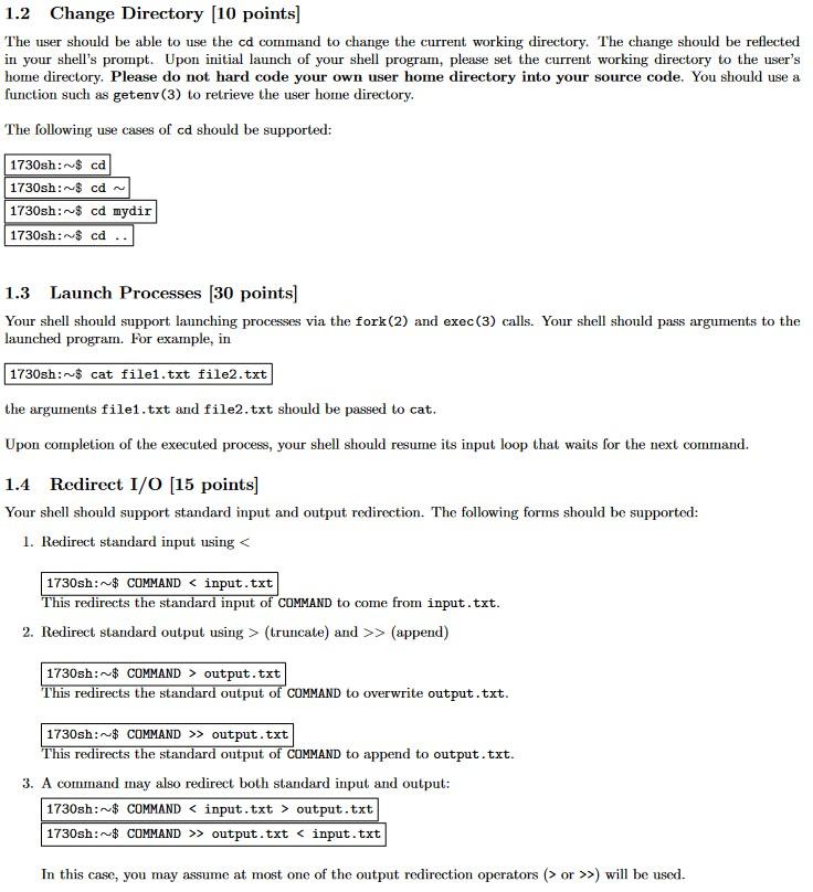 [Solved]: Your shell should read commands from the standard
