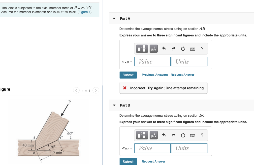 Solved The joint is subjected to the axial member force of P | Chegg.com