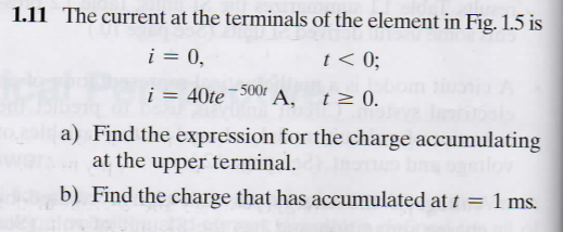 Solved 1.11 The current at the terminals of the element in | Chegg.com