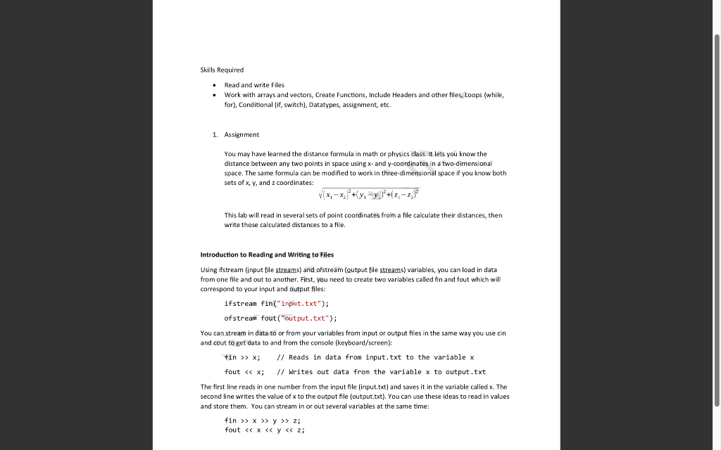 Solved Skills Required . Read and write Files • Work with | Chegg.com