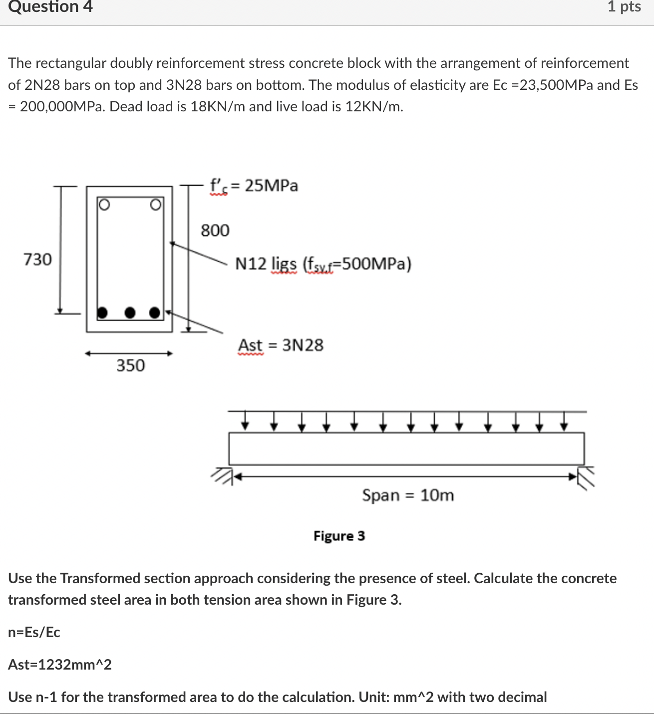 Solved The rectangular doubly reinforcement stress concrete | Chegg.com