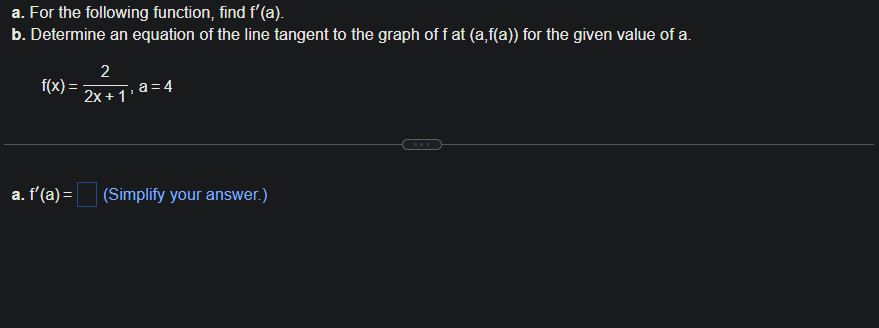 Solved a. For the following function, find f′(a). b. | Chegg.com