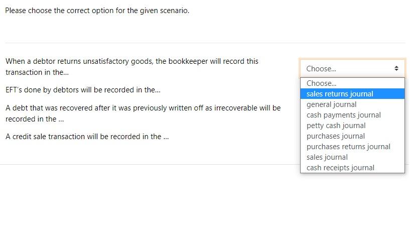 Solved Please choose the correct option for the given | Chegg.com