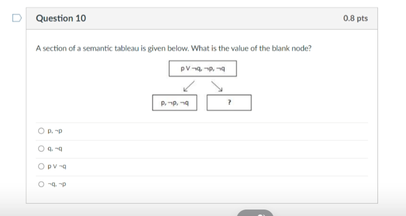 Solved A section of a semantic tableau is given below. What | Chegg.com