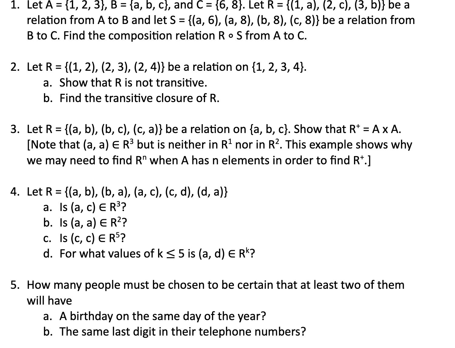 please help advanced mathLet A={1,2,3},B={a,b,c}, | Chegg.com