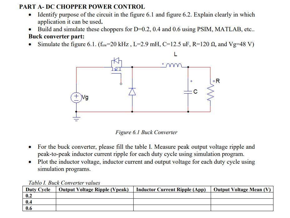 Solved PART A- DC CHOPPER POWER CONTROL - Identify purpose | Chegg.com