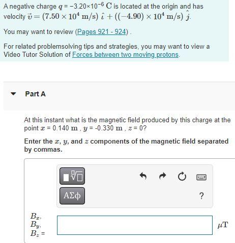 Solved A negative charge q=−3.20×10−6C is located at the | Chegg.com