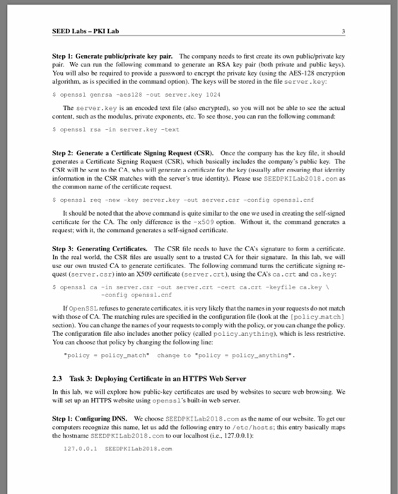 SEED Labs PKI Lab 1 of 7 Public-Key Infrastructure | Chegg.com